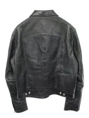 Celine Leather Zip-up Jacket - Black