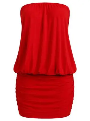 MAISON DE GALA Maison De Gala Crimson Strapless Ruched Mini Dress