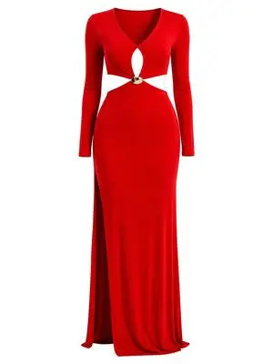 MAISON DE GALA Celeste Crimson Maxi Dress - Red