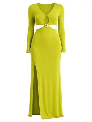 MAISON DE GALA Maison De Gala Celeste Lime Maxi Dress With Cut-Out Detailing And Slit