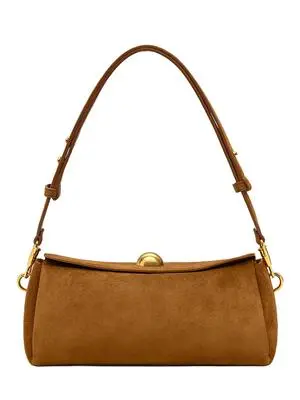 AMI Paris Suede Leather Carrousel Bag - Hazelnut