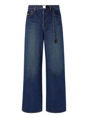 Sacai Belted Wide-leg Jeans - Blue