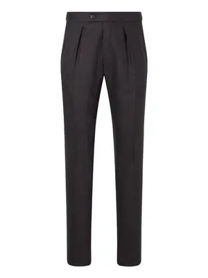 SLOWEAR Tapered Pleated Wool And Cashmere-blend Suit Trousers - Brown