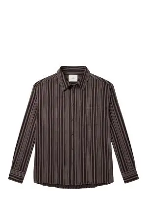 THE ELDER STATESMAN Striped Wool And Cashmere-blend Shirt - Brown