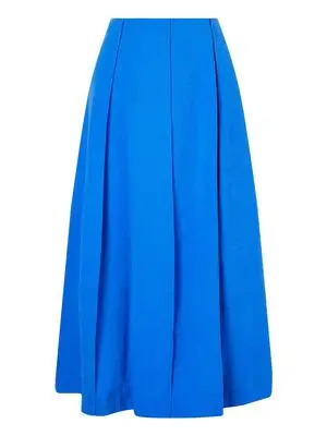 Theory Pleated Silk-blend Crepe Midi Skirt - Blue