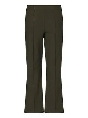 Vince Mid-rise Flared Stretch-cotton Trousers - Thyme