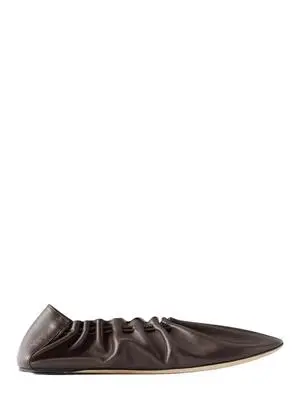 Staud Rue Gathered Leather Ballet Flats - Brown