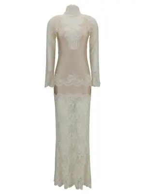 Rabanne Long Lace And Jersey Dress - Multicolor