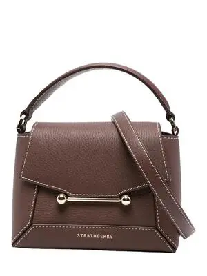 Strathberry Calf Leather Tote Bag With Bar Detail - Brown