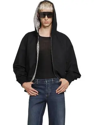 Gucci Reversible Zip Jacket With Gg Motif Hood - Black