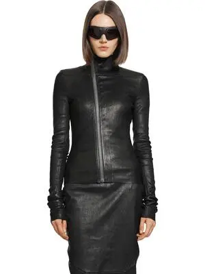 Rick Owens Tower Gary Jacket In Veg Stretch Lamb Leather - Black