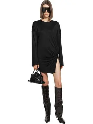 Attico Fluid Viscose Jersey Mini Dress - Black