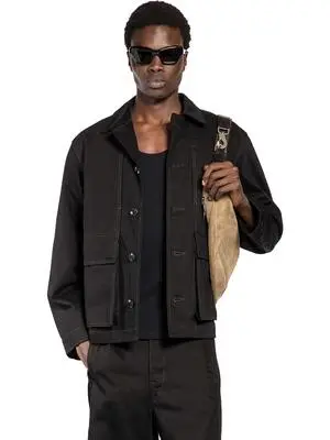 LEMAIRE Boxy Denim Jacket With Contrast Stitching - Black