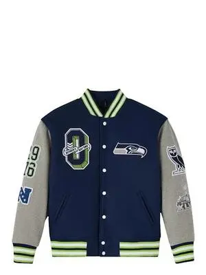 OVO X Nfl Seattle Seahawks Wool Varsity Jacket - Blue
