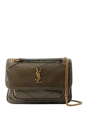 Saint Laurent Niki Mini Crinkled-leather Shoulder Bag - Brown