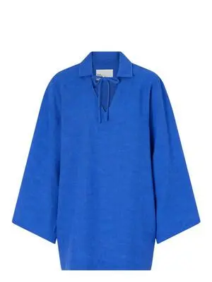 Lisa Marie Fernandez Tie-detailed Woven Tunic - Blue