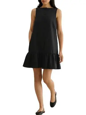 HOBBS LONDON Ilana Linen Dress With Ruffled Hem - Black