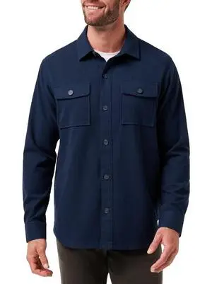 Travis Mathew Wanna Bet Stretch Poplin Button-up Shirt Jacket - Total Eclipse