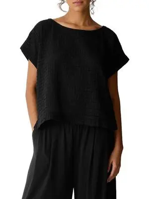 Eileen Fisher Ballet Neck Boxy Top - Black