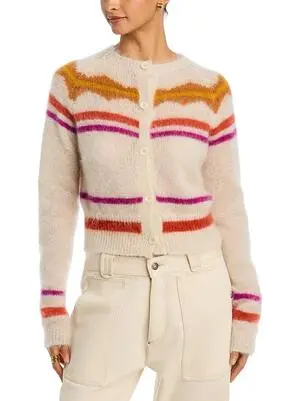 Isabel Marant Étoile Molly" Striped Mohair Blend Cardigan - Ecru