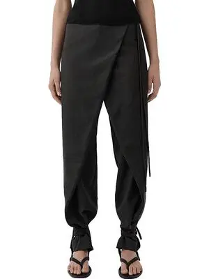 ST. AGNI Wrap Rouleau Wool Blend Pants - Umber