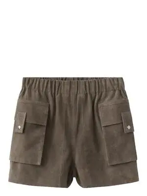 Mango Suede Cargo Shorts - Grey