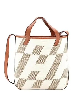 Hermès 27 Cabas H En Biais Tote Canvas With Leather Brown