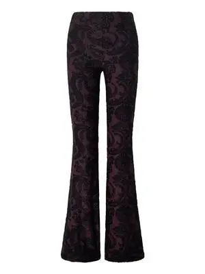 ETRO Etro Paisley-Jacquard Chenille Trimmed Jersey Flared Pants