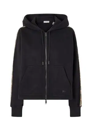 Burberry Harper Checked Cotton-jersey Zip-up Hoodie - Black