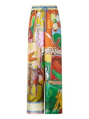ALEMAIS Mlak Printed Silk-twill Wide-leg Pants - Multi