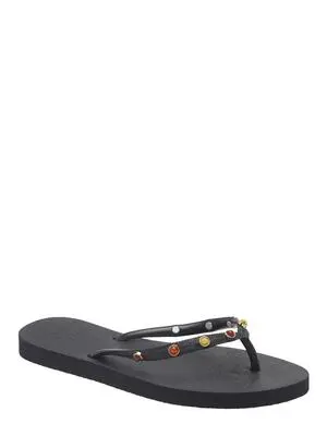 BRIZZA Embellished Flip Flop - Black