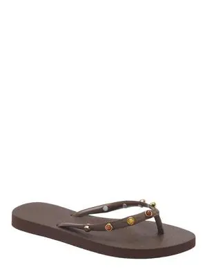BRIZZA Embellished Flip Flop - Chocolate