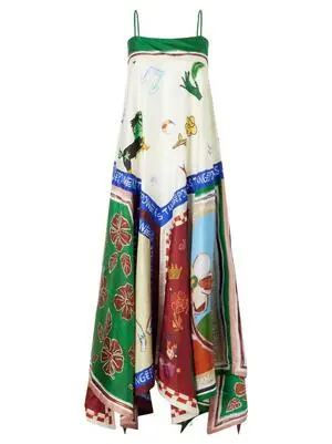 ALEMAIS Tangible Silk-twill Midi Dress - Multi