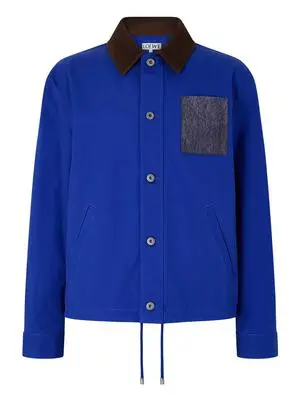 Loewe Suede-trimmed Cotton Jacket - Blue
