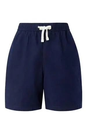 DRAKE'S Straight-leg Cotton Drawstring Shorts - Blue