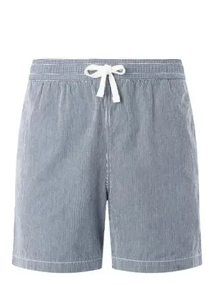 DRAKE'S Straight-leg Striped Cotton Drawstring Shorts - Blue