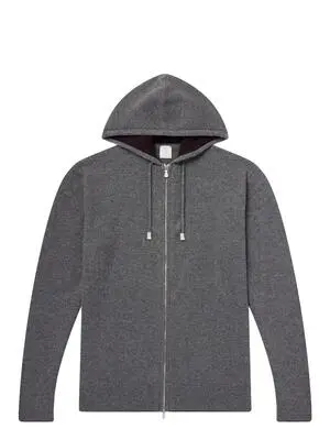 Eleventy Ribbed Cashmere Zip-up Hoodie - Gray