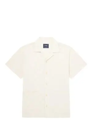 DRAKE'S Camp-collar Linen Shirt - Neutrals