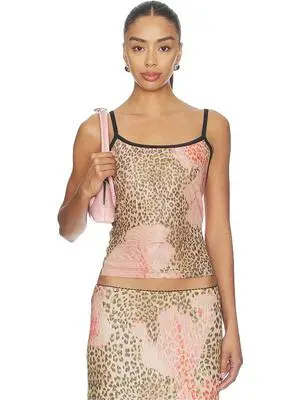 WITH HARPER LU Mesh Camisole Top - Leopard