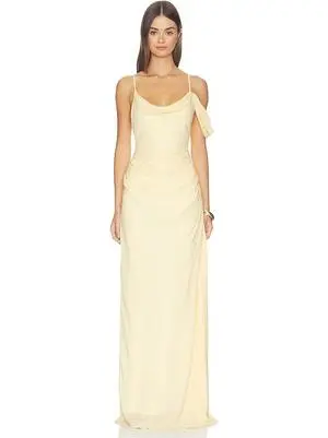 WITH HARPER LU Draped Gown - Lemon