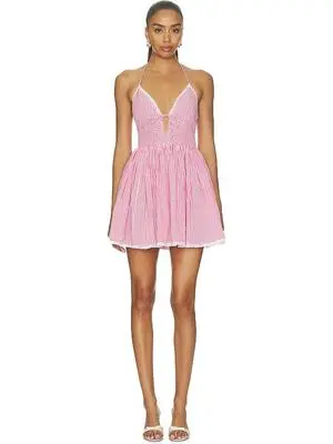 LoveShackFancy Khloe Halterneck Dress - Berry Bramble