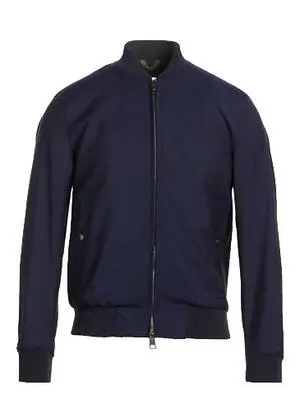 LUIGI BORRELLI NAPOLI Virgin Wool Bomber Jacket - Navy