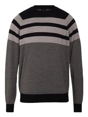 Armani Exchange Striped Crewneck Sweater - Navy