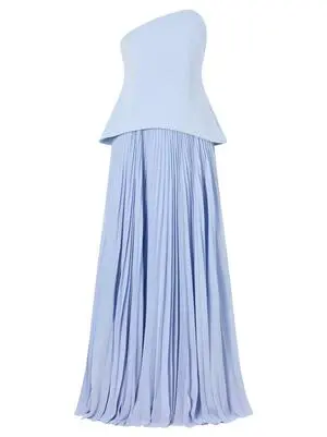 Solace London Britt Asymmetrical Pleated Gown - Blue