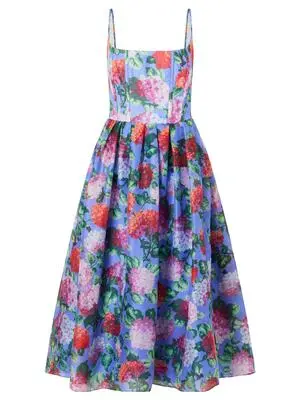 Carolina Herrera Floral-print Silk-crepe Midi Dress - Multi