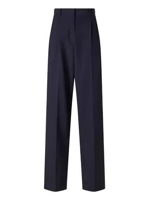 THE ROW Mune Merino Wool-poplin Straight-leg Pants - Blue