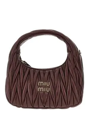 Miu Miu Miu Miu Small Matelassé Nappa Leather Hobo Bag Red