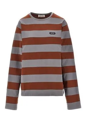Miu Miu Striped Long-sleeved Jersey T-shirt - Multicolor