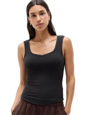 Athleta Ribbed Sweetheart Neck Tank - Black