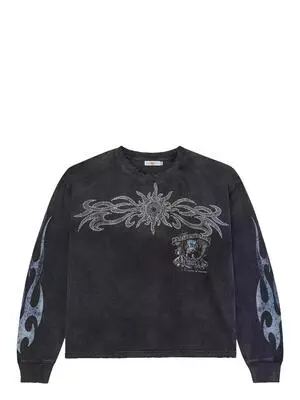 VALE FOREVER Rhinestone-embellished Graphic-print T-shirt - Black